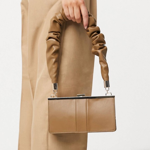 ASOS | Bags | Asos Ruched Strap Frame Shoulder Bag In Beige | Poshmark